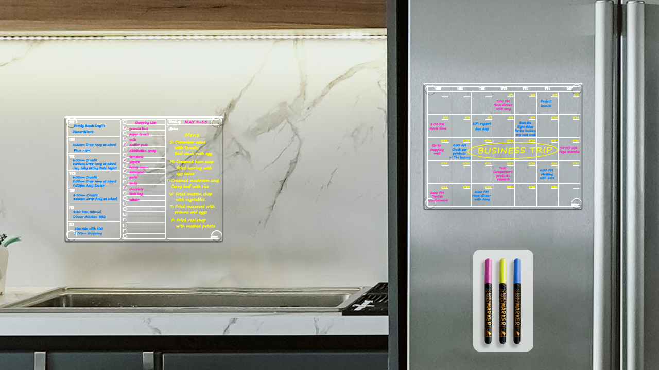 JJPRO Non-Magnetic Dry Erase Calendar, 14.5x11.5 inch, Monthly & Weekly ...