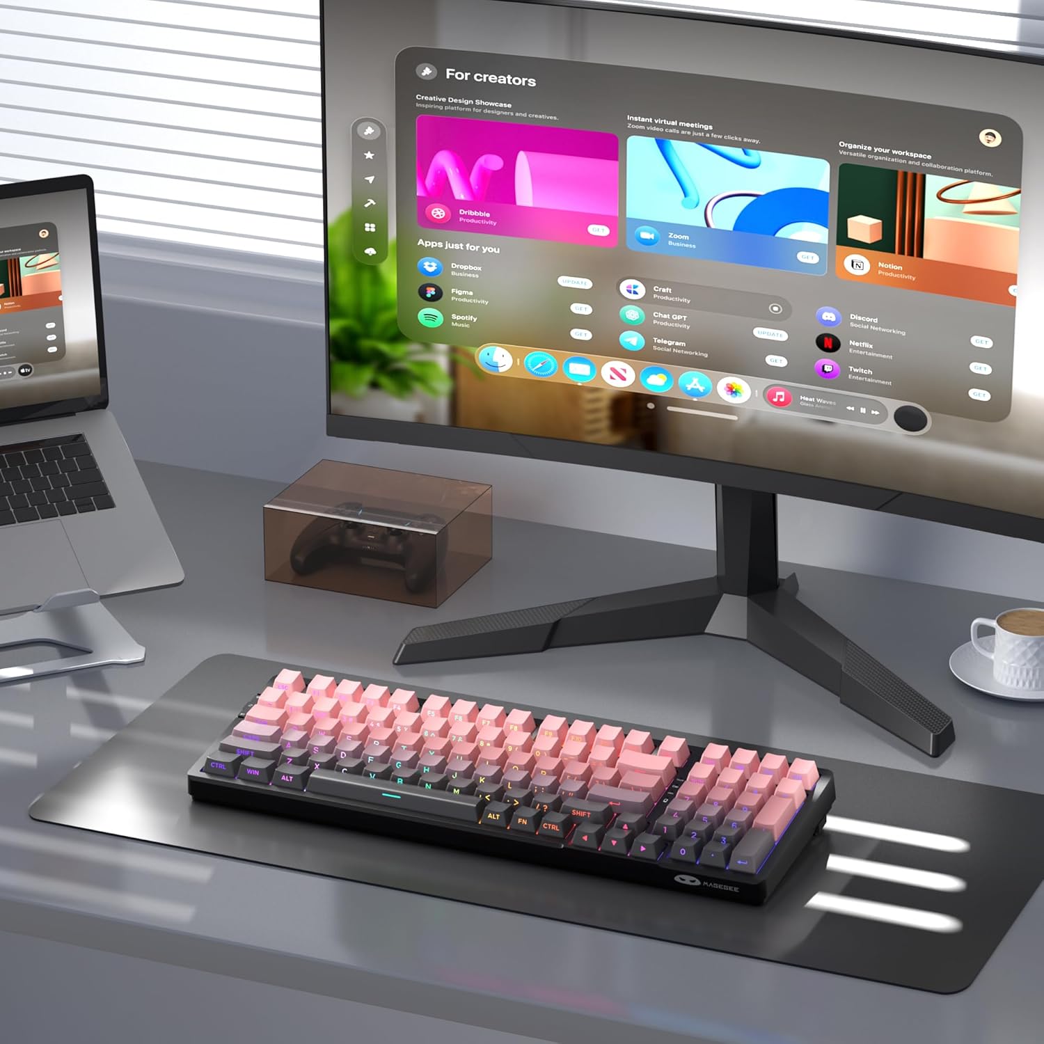 MageGee Wireless Creamy Keyboard, 96% Gasket Hot Swappable, RGB Backlit ...