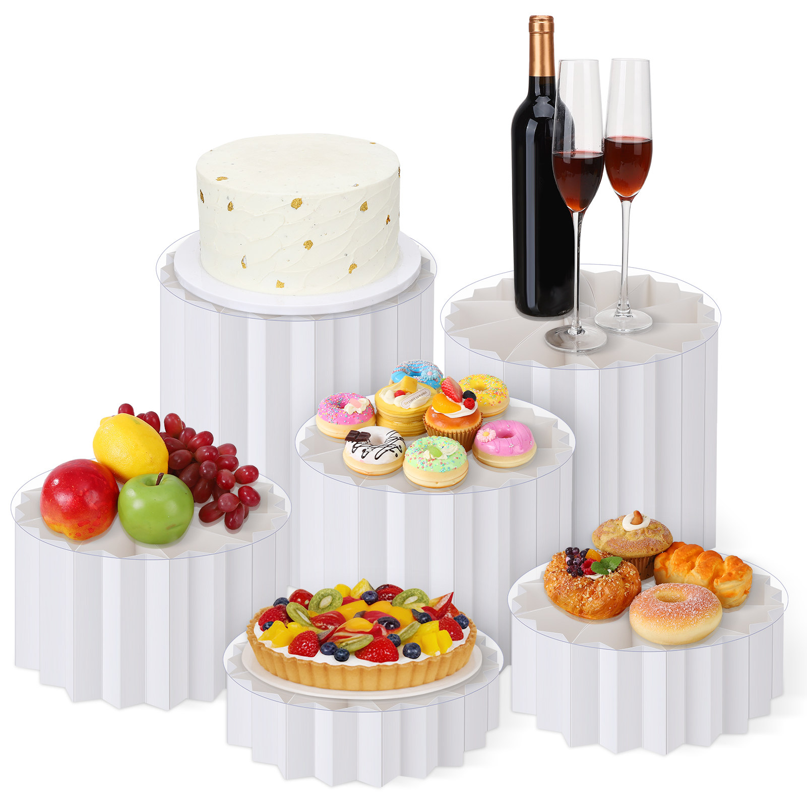Topekada 6 Pack White Cake and Cupcake Stands, 11 inch Multi-Level ...