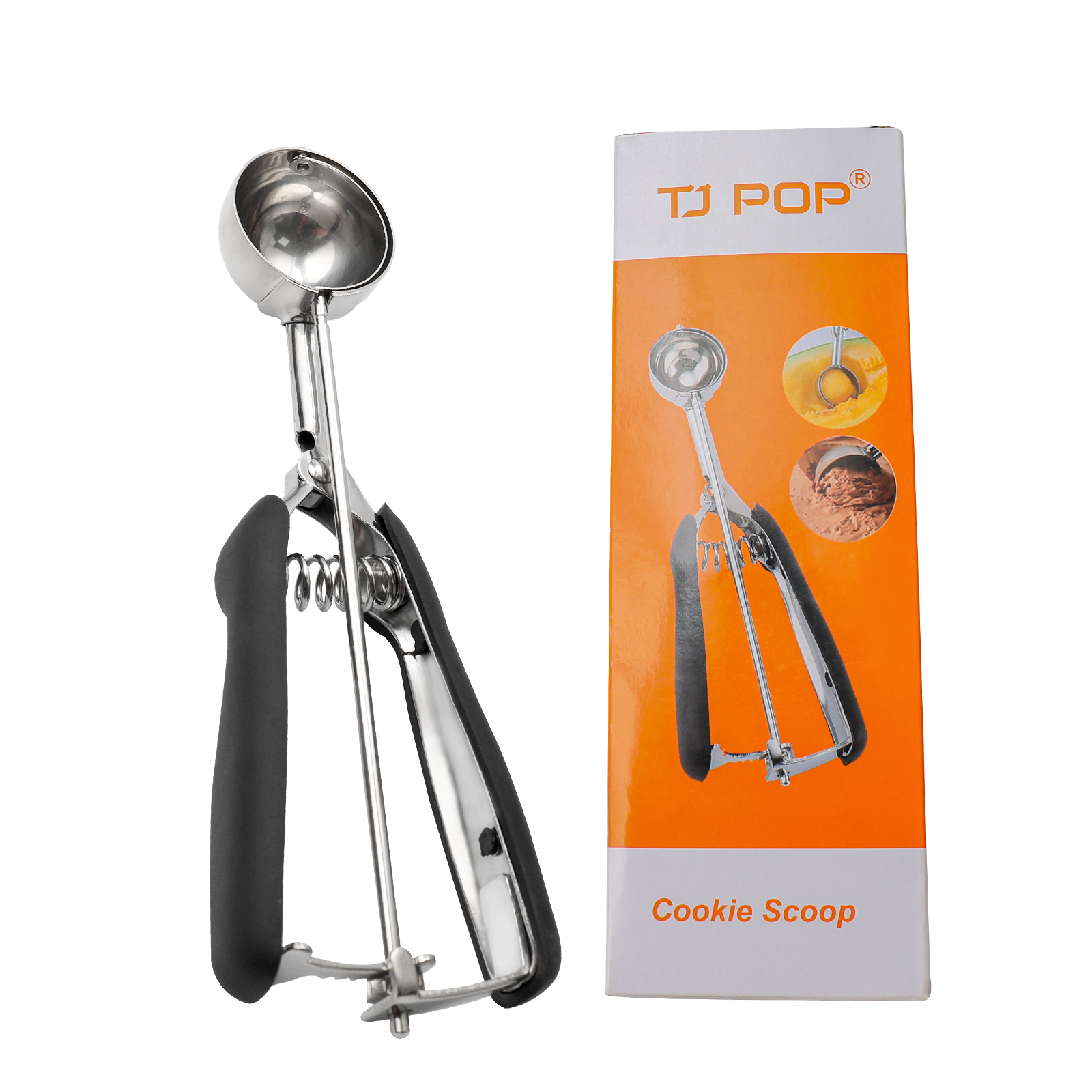 TJ POP Cookie Scoop 4 Tbsp, 60 mm Stainless Steel Ice Cream Scoop ...