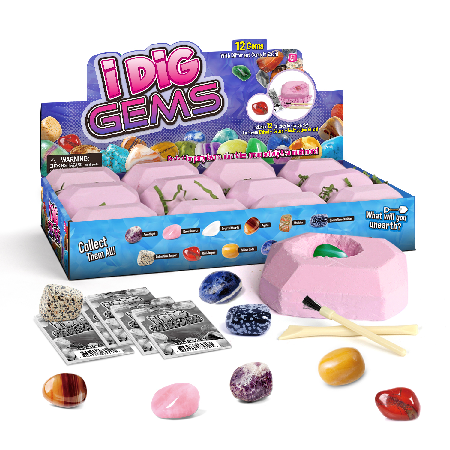 Piano Potato Gemstone Dig Kit for Kids - Dig it up 24 Real Gemstones ...