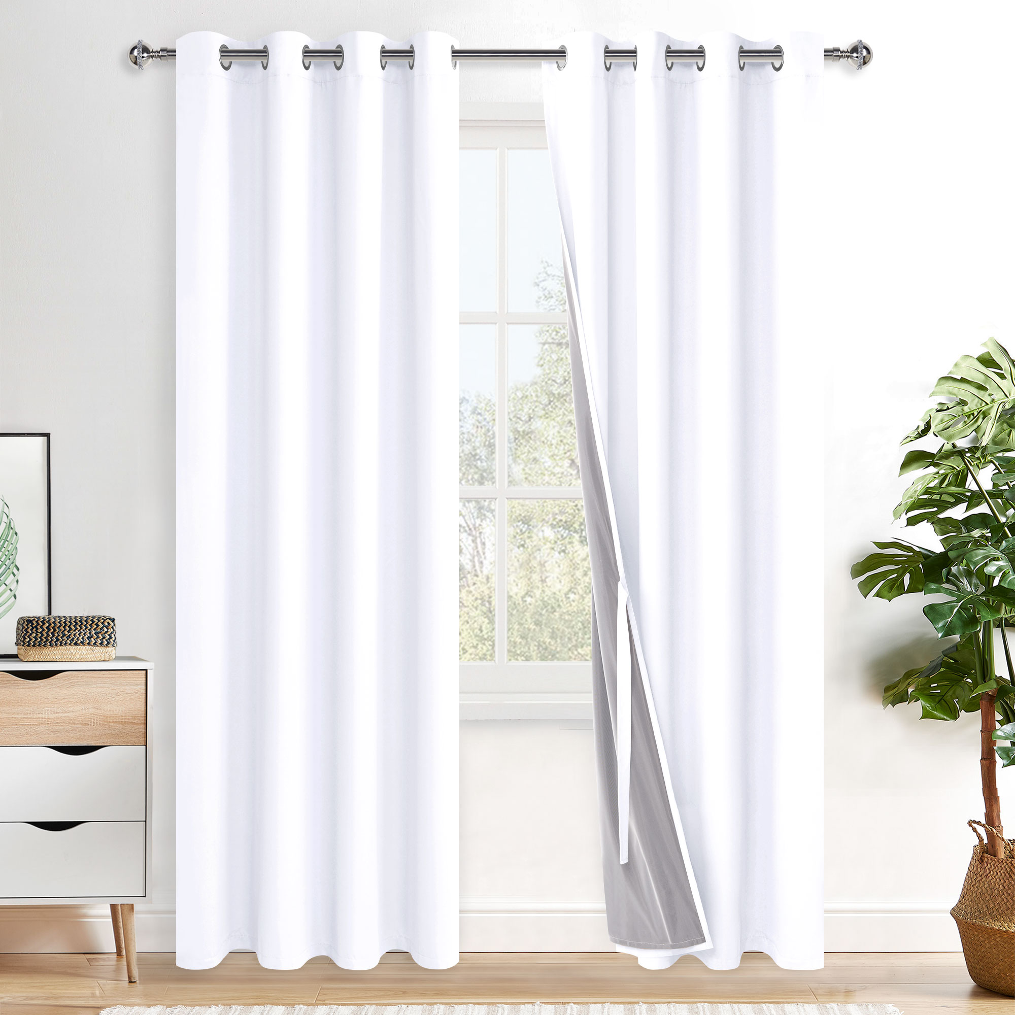 XWZO Biscotti Beige 100% Double Layer Blackout Curtains 84 Inches Long ...
