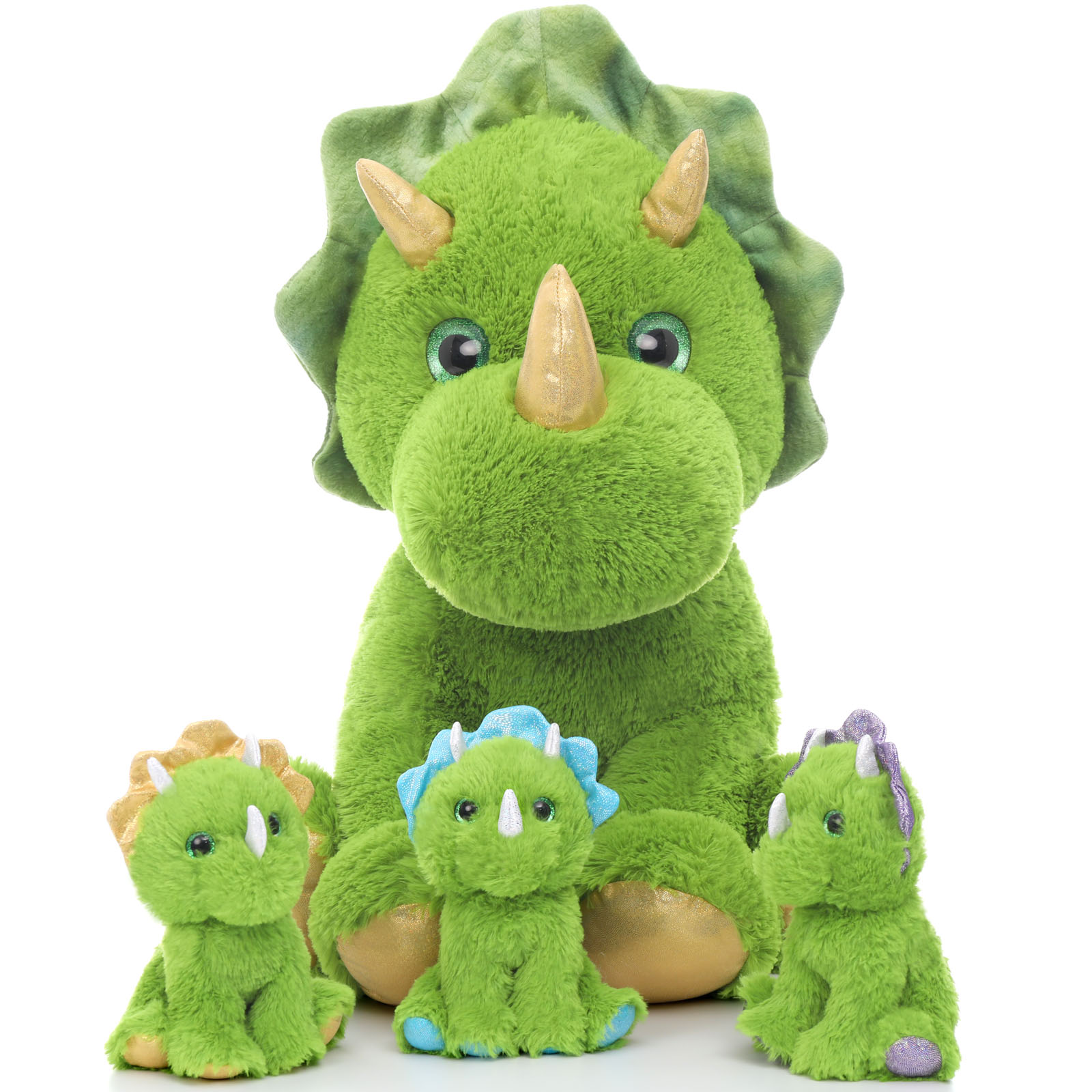 MorisMos 24.5" Giant Dinosaur Stuffed Animal Mommy Triceratops with 3 ...