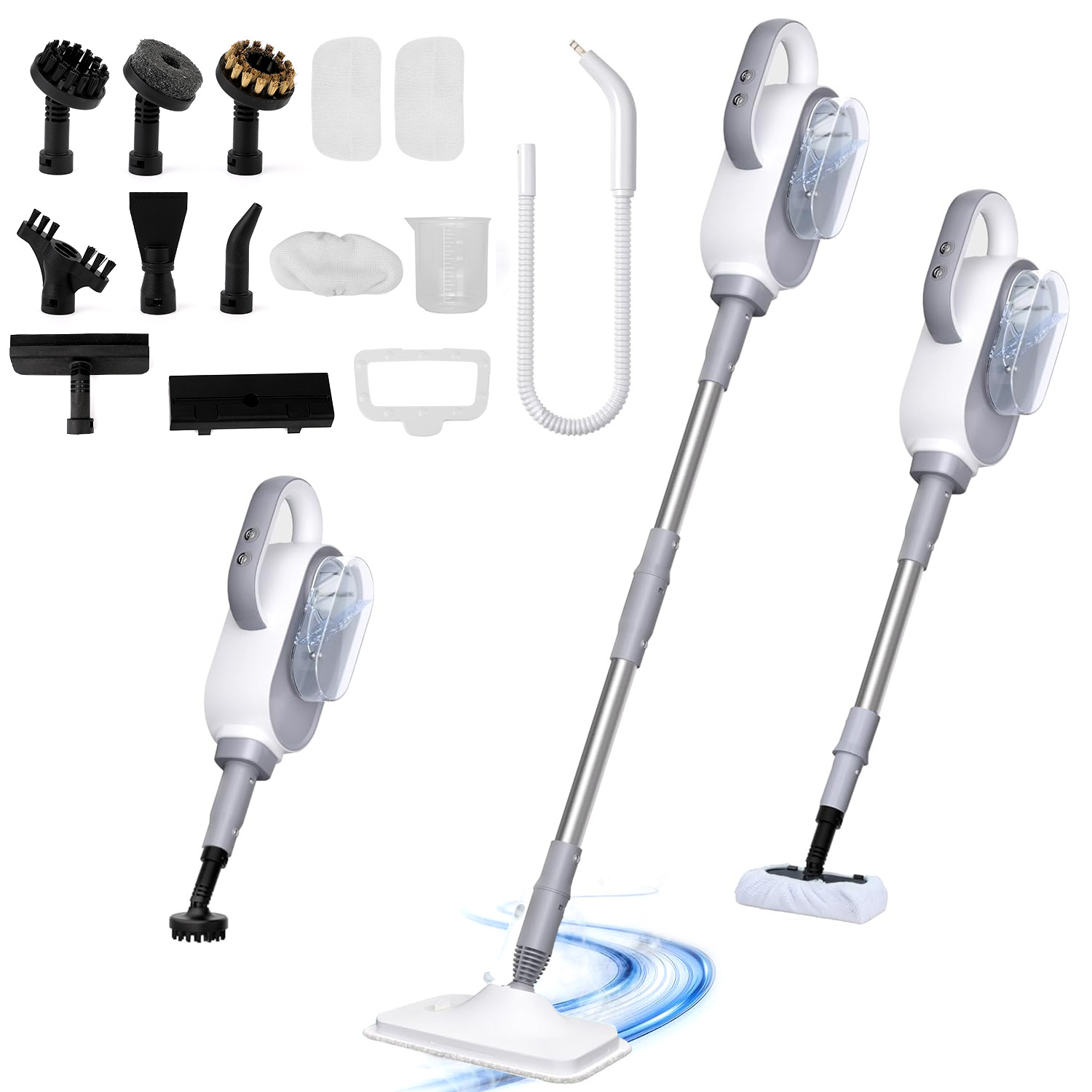 Ryicy Steam Mop, 13-in-1 Powerful Detachable Handheld Steamer with 14 ...