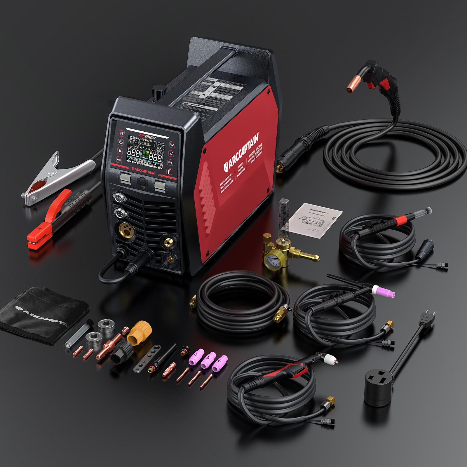 ARCCAPTAIN Welder, Smart APP Control 205A 110V/220V Dual Voltage MIG ...