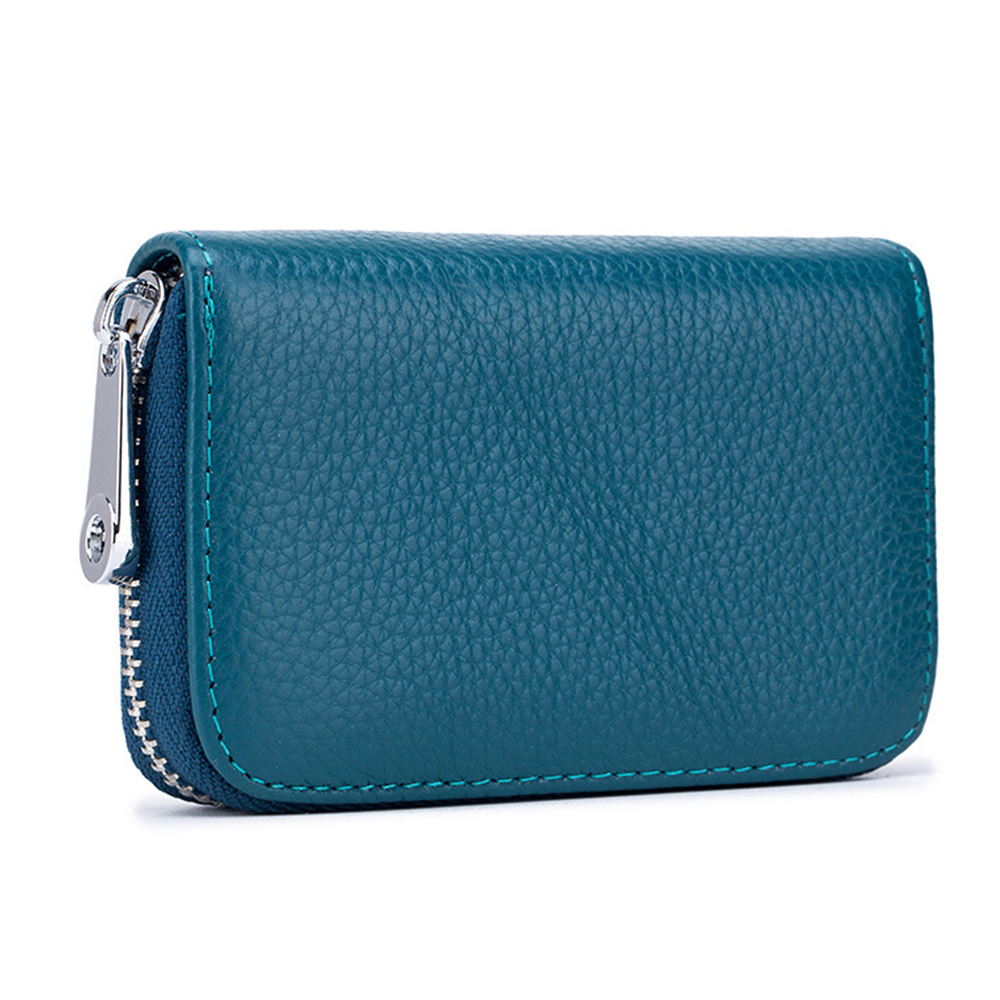 Badiya Genuine Leather Credit Card Holder RFID Small Zipper Card Case ...