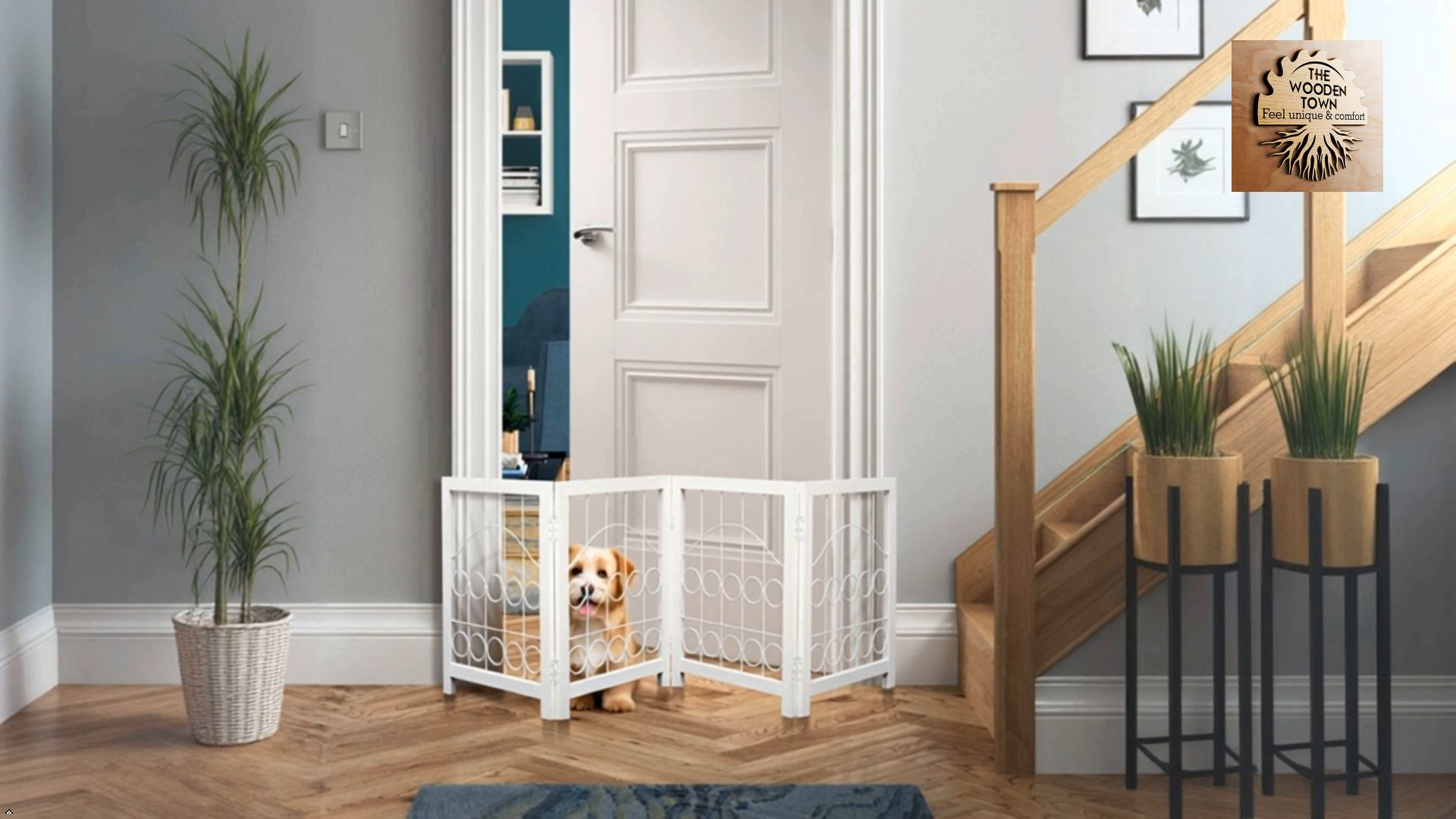 Dog Gate Indoor – 72 Inch Wide, 18 Inch High, Foldable 4 Panel Pet Gate ...