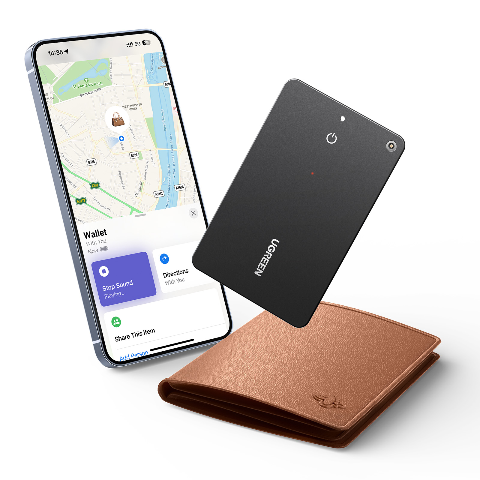 UGREEN FineTrack Slim Wallet Tracker Card, Compatible with iOS ...