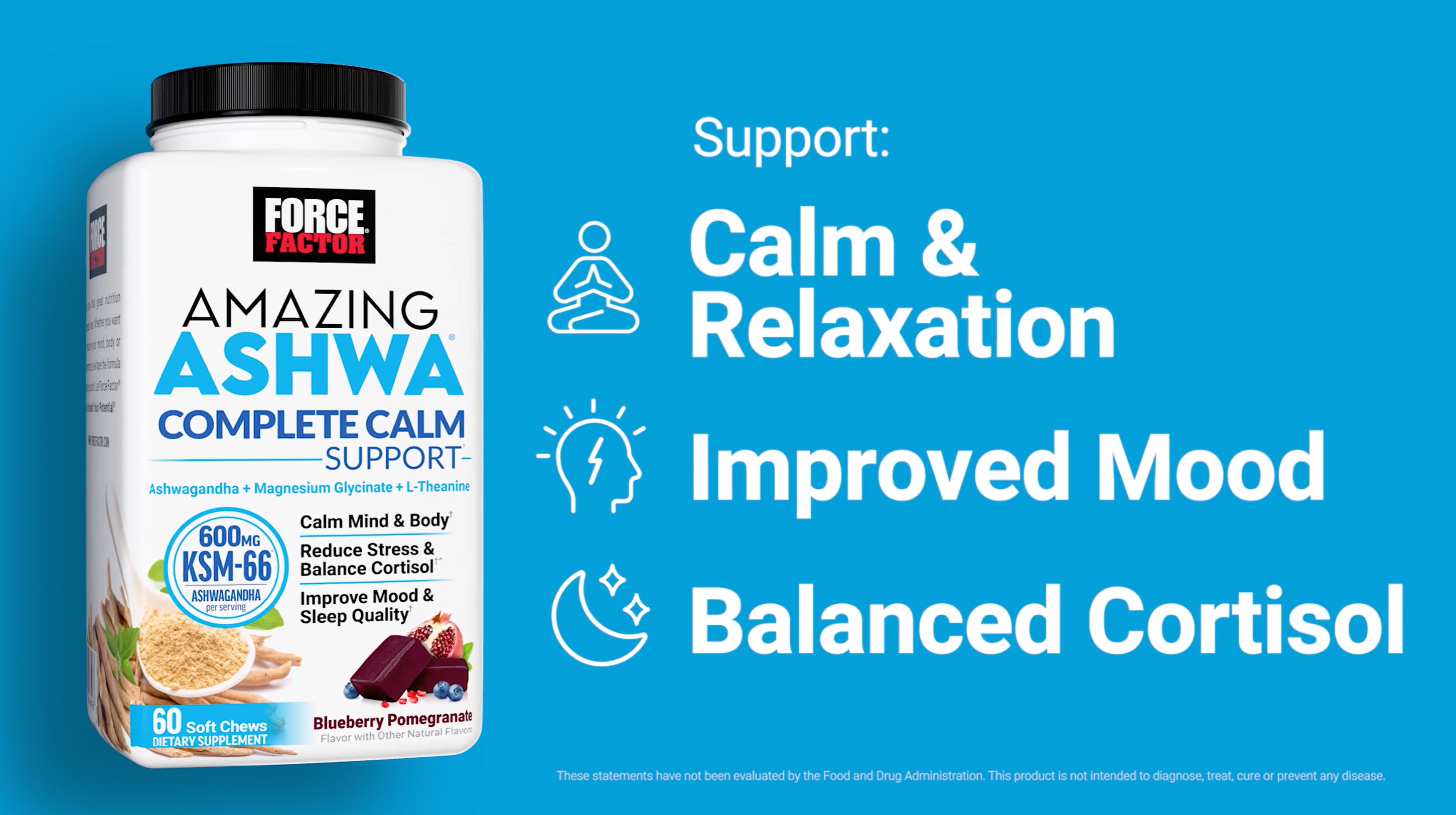 (3 pack) Force Factor Amazing Ashwa Complete Calm Support, KSM-66 ...