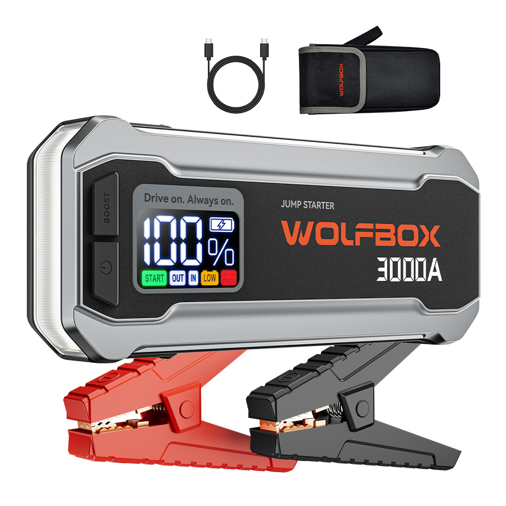 WolfBox 3000A Car Battery Jump Starter, 16000mAh, for All Gas and ...