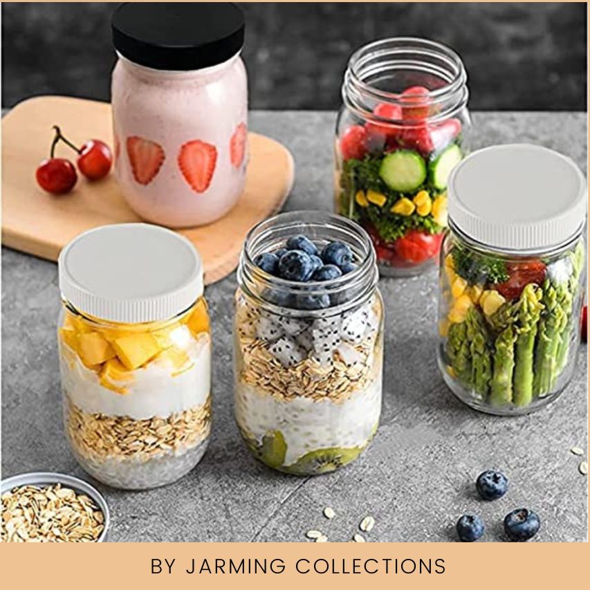 Jarming Collections 16oz Wide Mouth Glass Storage Jars – Extra-Wide ...
