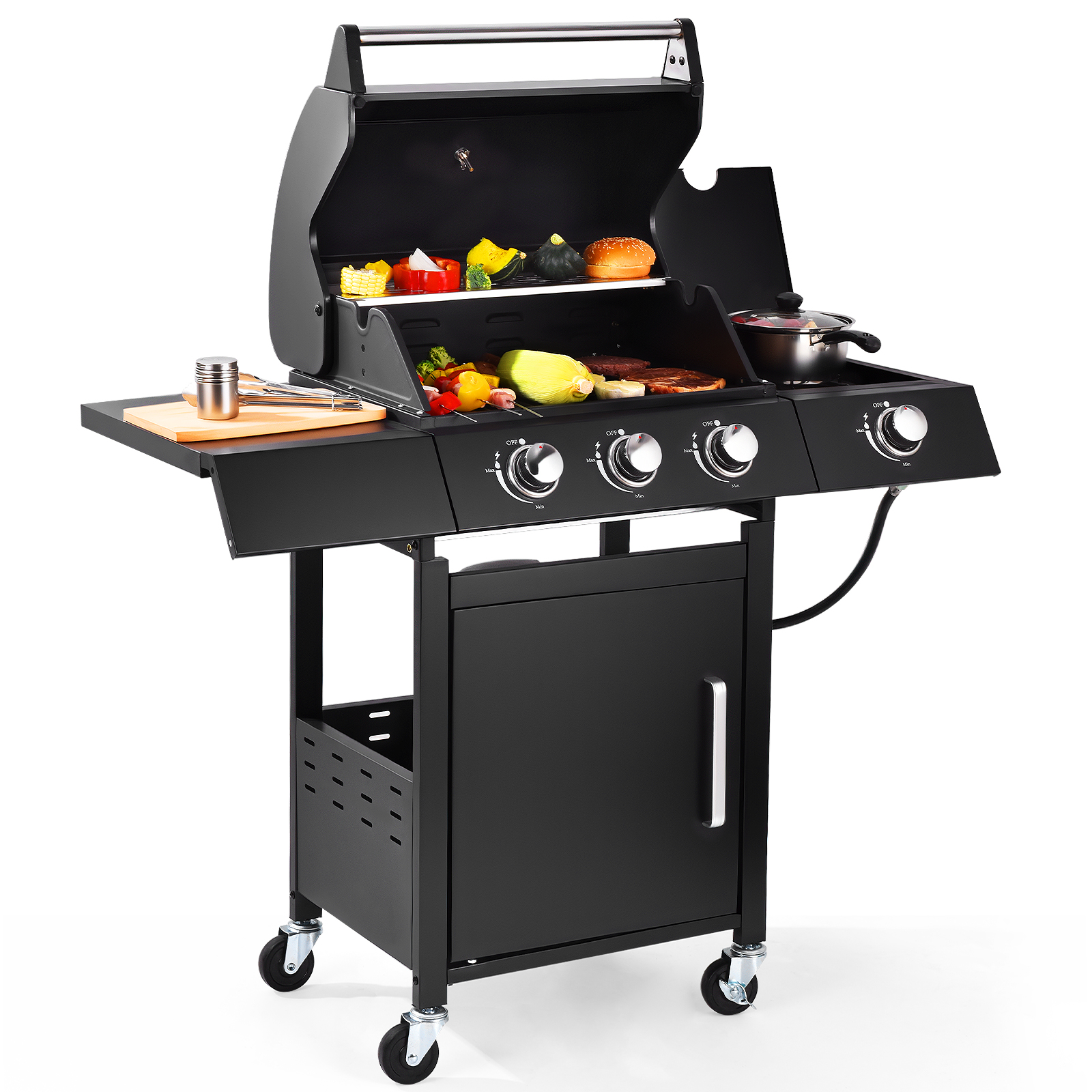 3 Burner36,000 BTU Propane Gas Grill with Side Burner, 241 sq. in ...