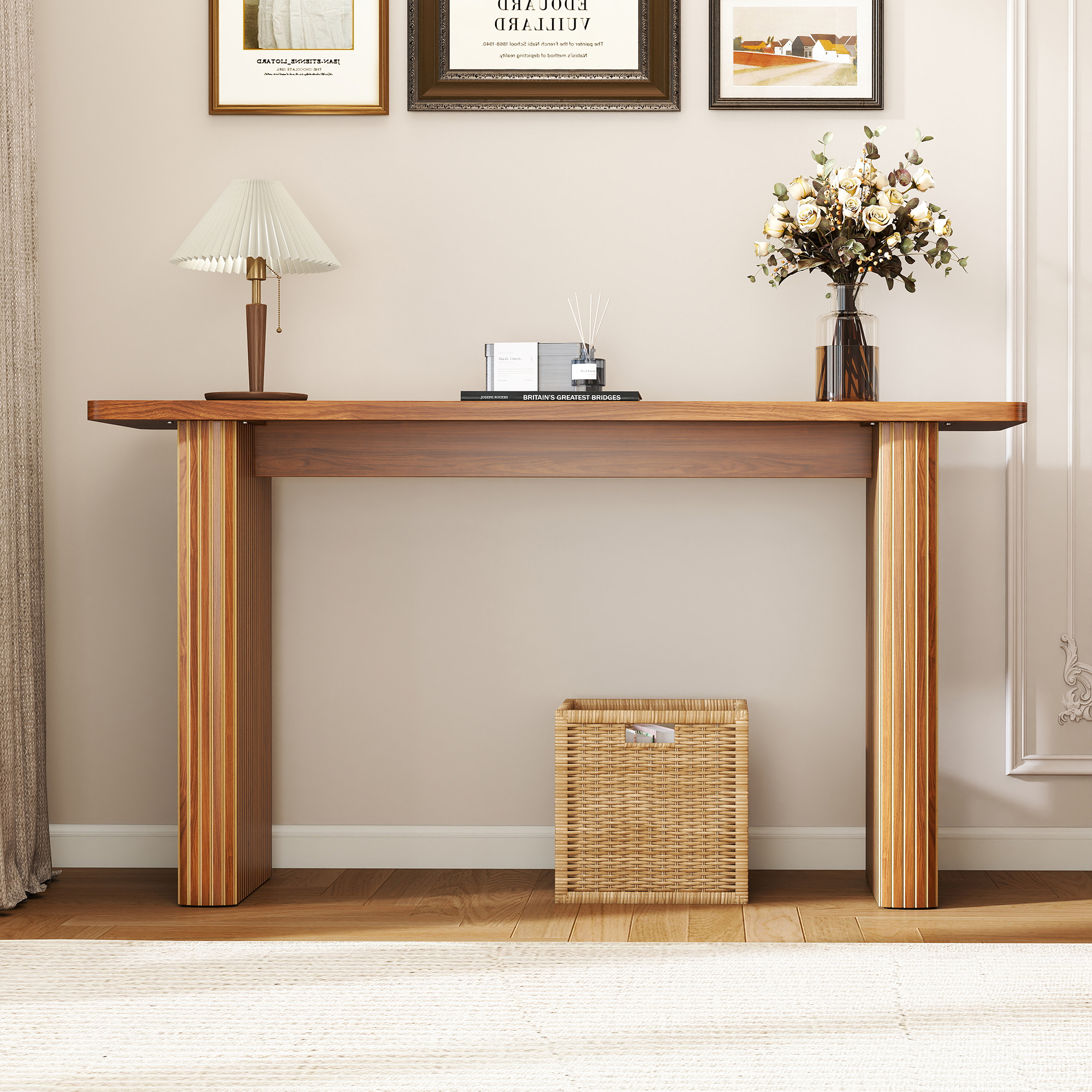 Diubas Long Console Table, Mid-Century Modern Entryway Table, Wood Sofa ...