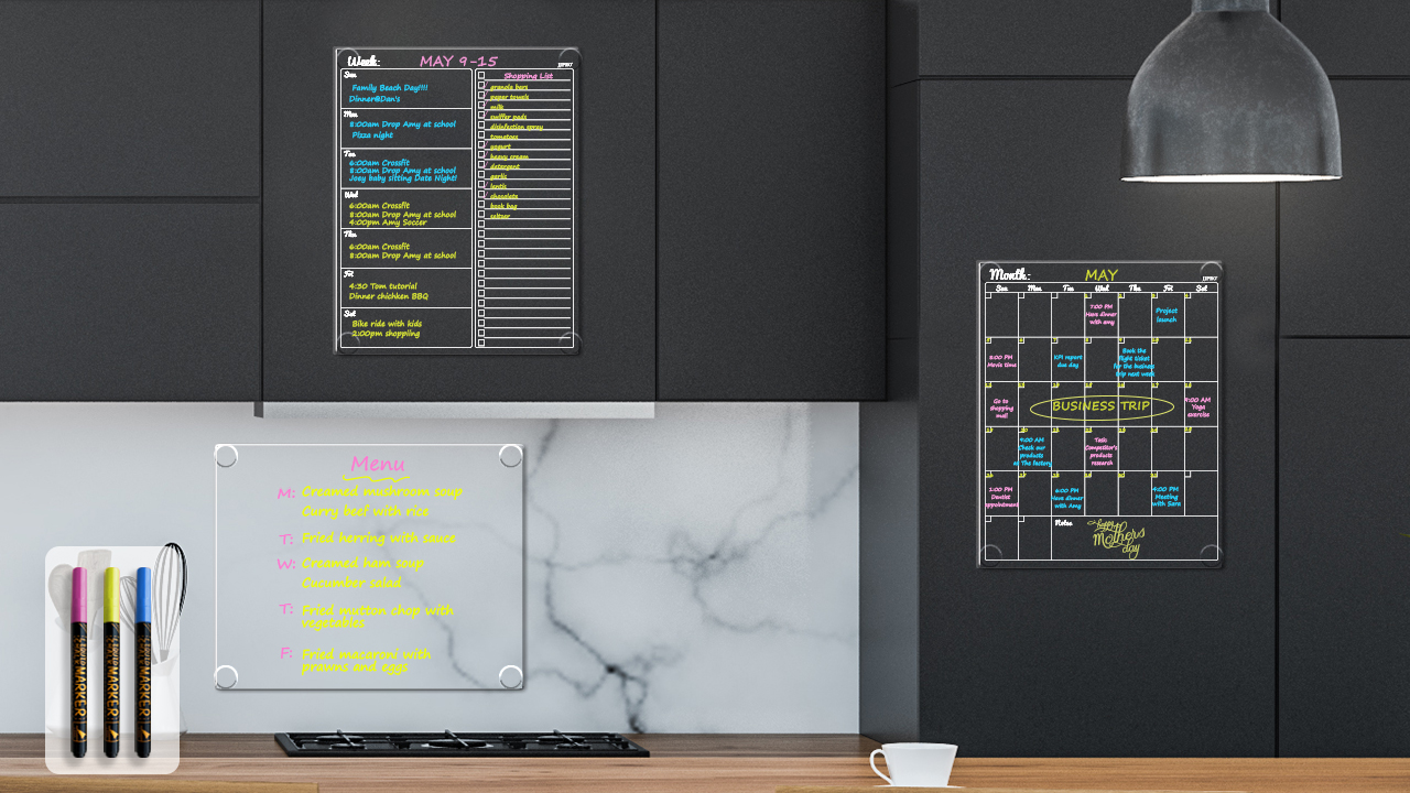 JJPRO Non-Magnetic Dry Erase Calendar for Fridge-Reusable Monthly ...