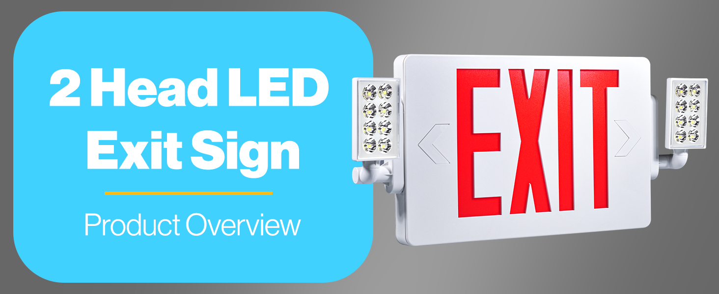 Sunco Lighting 6 Pack Double Sided LED Emergency EXIT Sign, Two LED ...