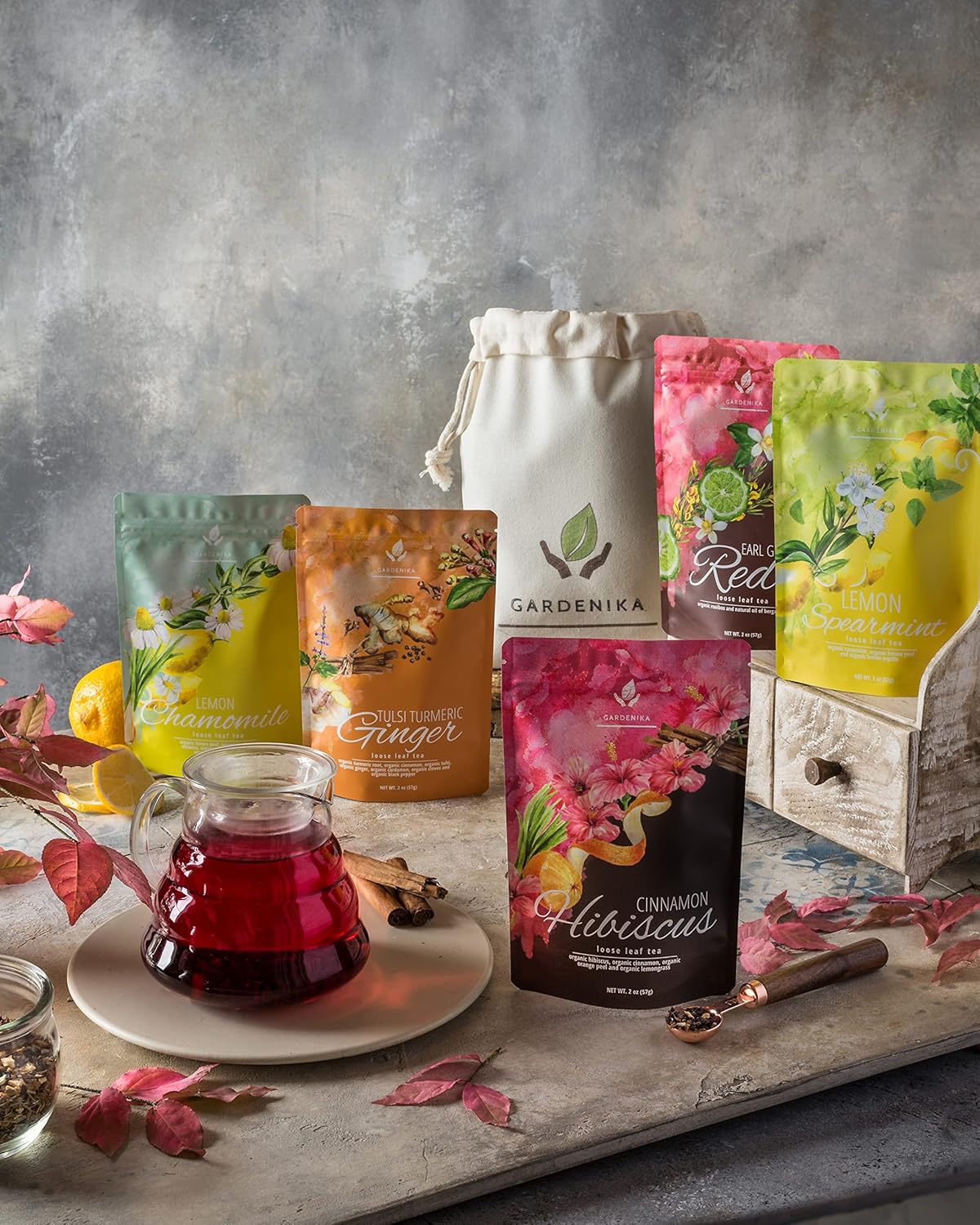 Gardenika Organic Loose Leaf Herbal Tea Sampler - 5 Pack Assortment (10 ...