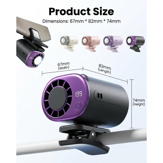 Car Clip on Air Conditioner Fan with LED Display – 360° Rotation, 199 ...