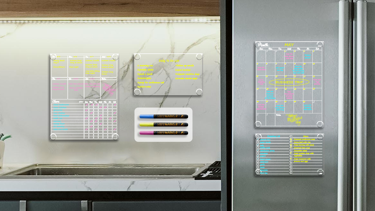 JJPRO Non-Magnetic Dry Erase Calendar for Fridge, Monthly Calendar ...