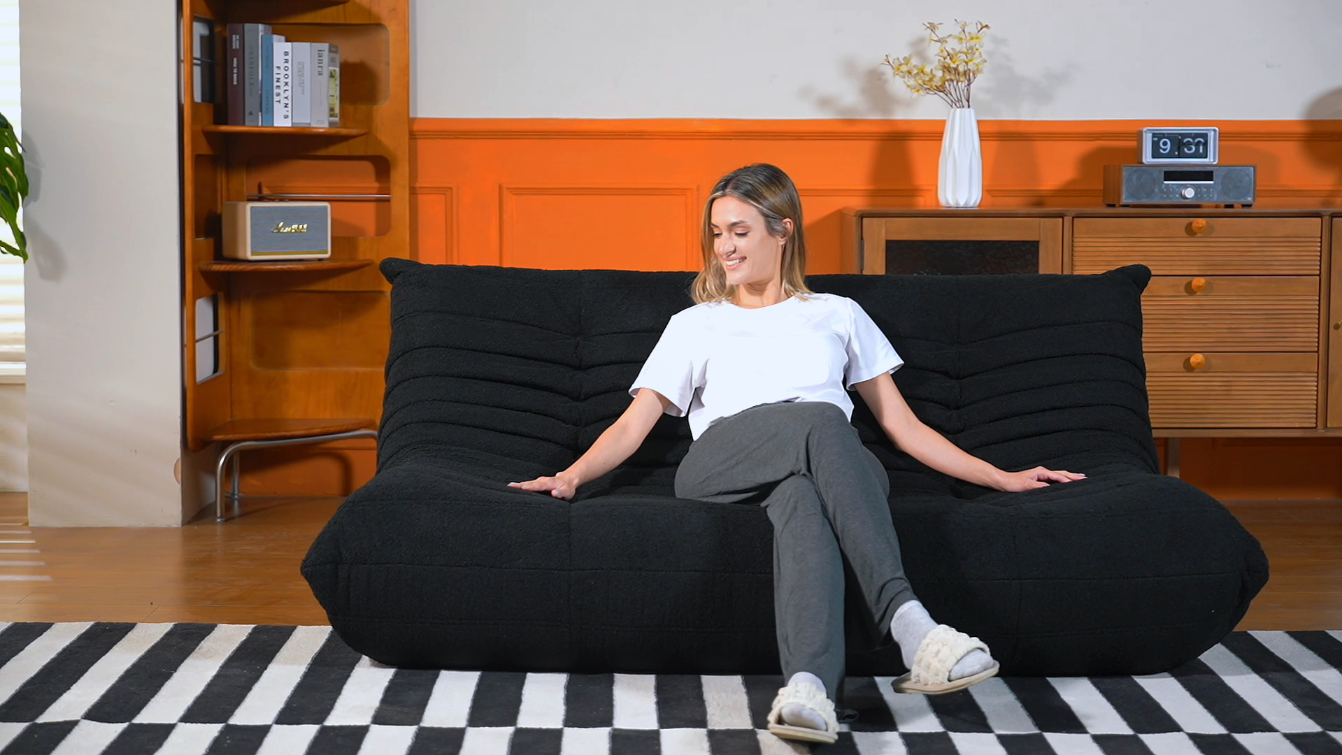 WHGBJA 3 Seaters Oversize Bean Bag Chair,Lazy Floor Togo Sofa Lounger ...