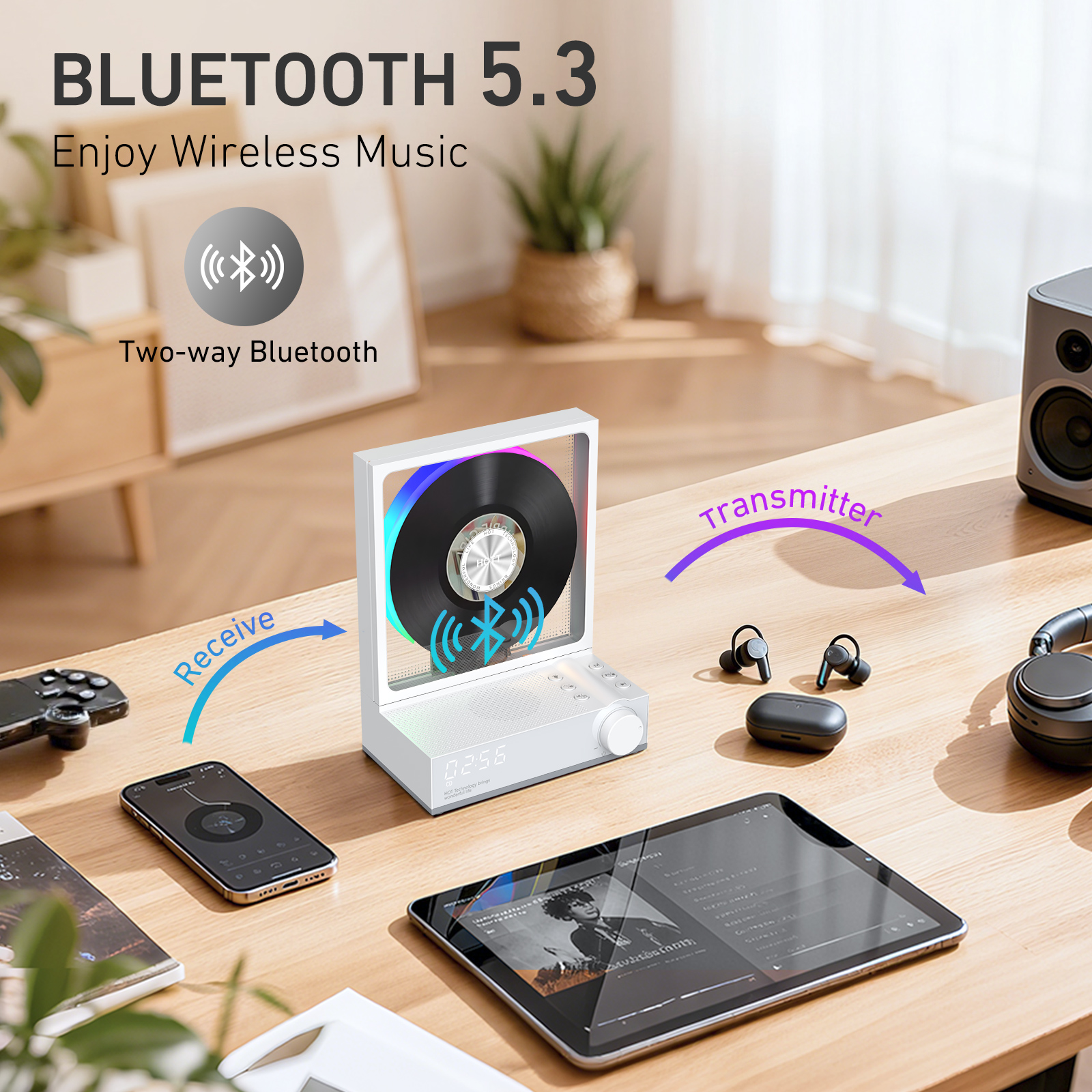 HOTT Portable CD Player Gray Bluetooth 5.3, Supports TF Card, USB ...