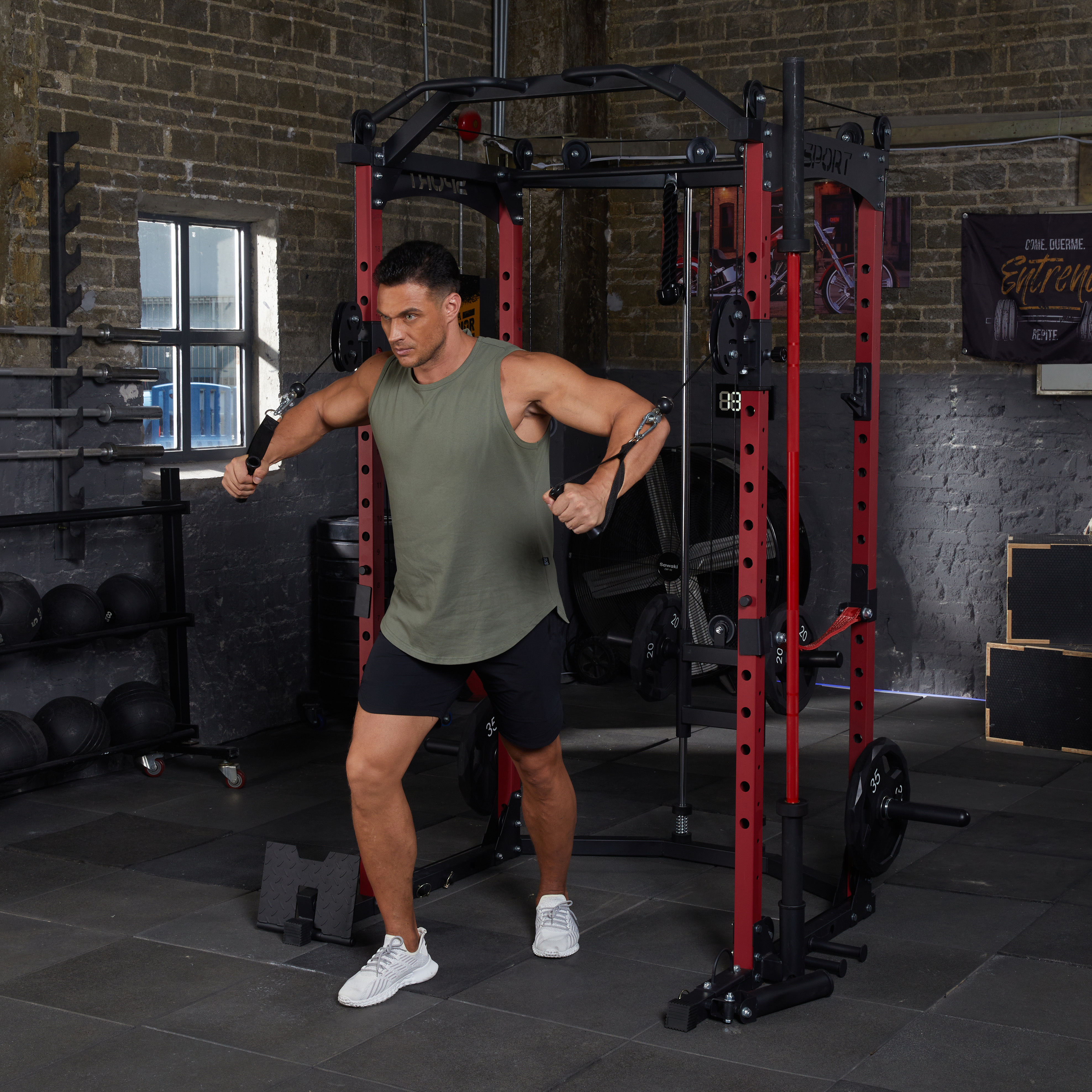GARVEE Power Cage, Adjustable Squat Rack & Cable Crossover, 1600 lbs ...