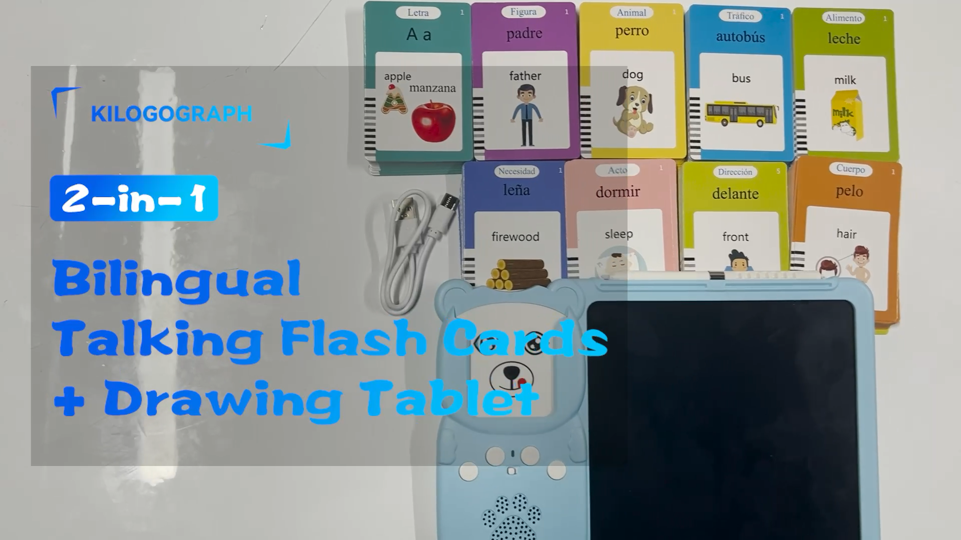 KILOGOGRAPH Talking Spanish Flash Cards, Drawing Writing Tablet ...