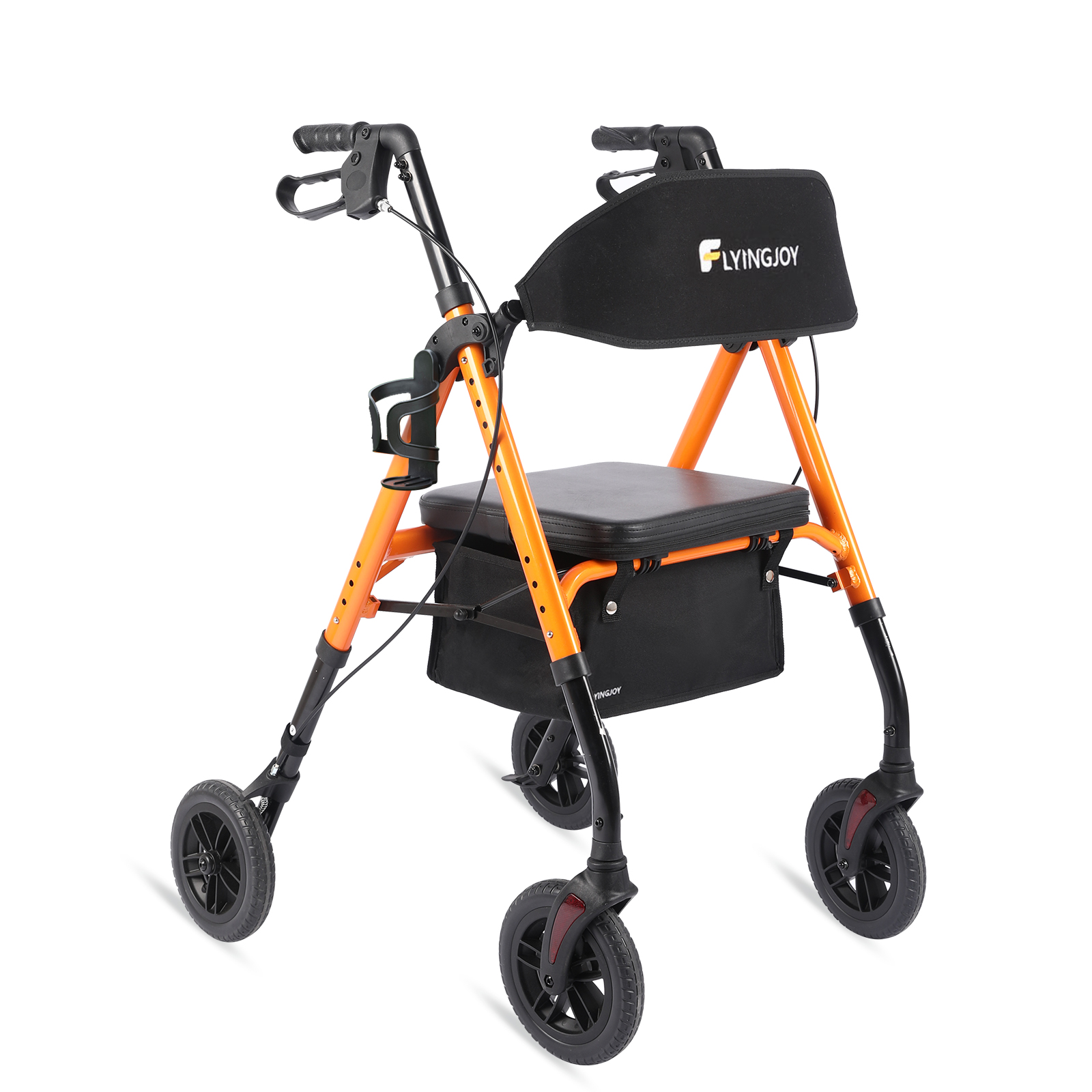 Folding Rollator Walker with Seat and Wide Backrest 8-inch Wheels for ...