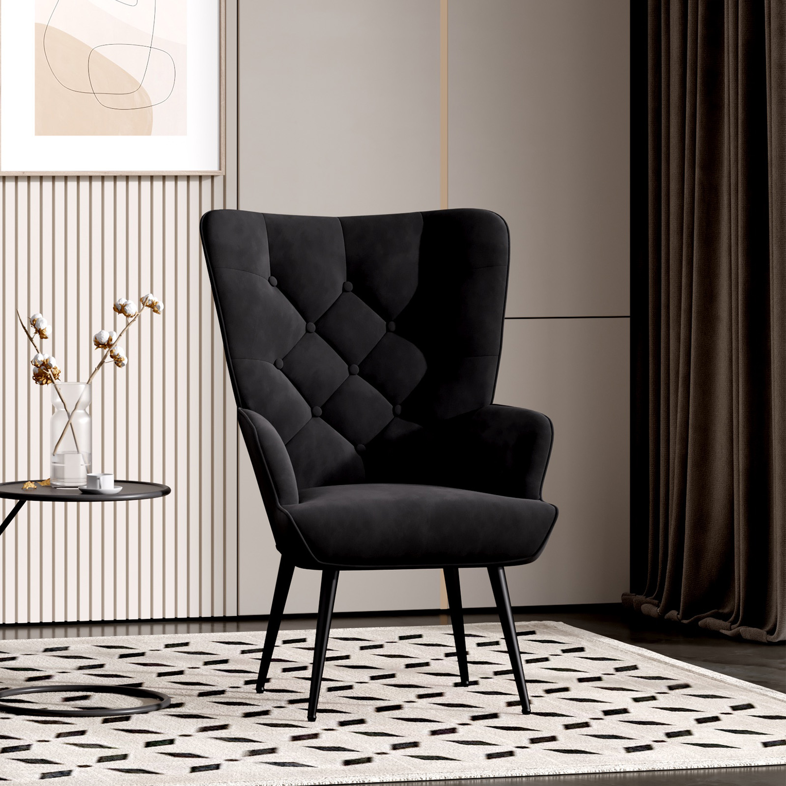 Hawsaiy High Back Velvet Accent Chair Set of 2 with Metal Legs, Modern ...