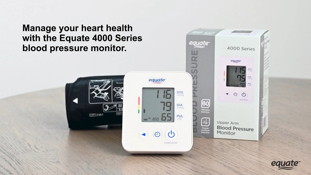 Equate Upper Arm Blood Pressure Monitor and Wide Range Arm Cuff with ...