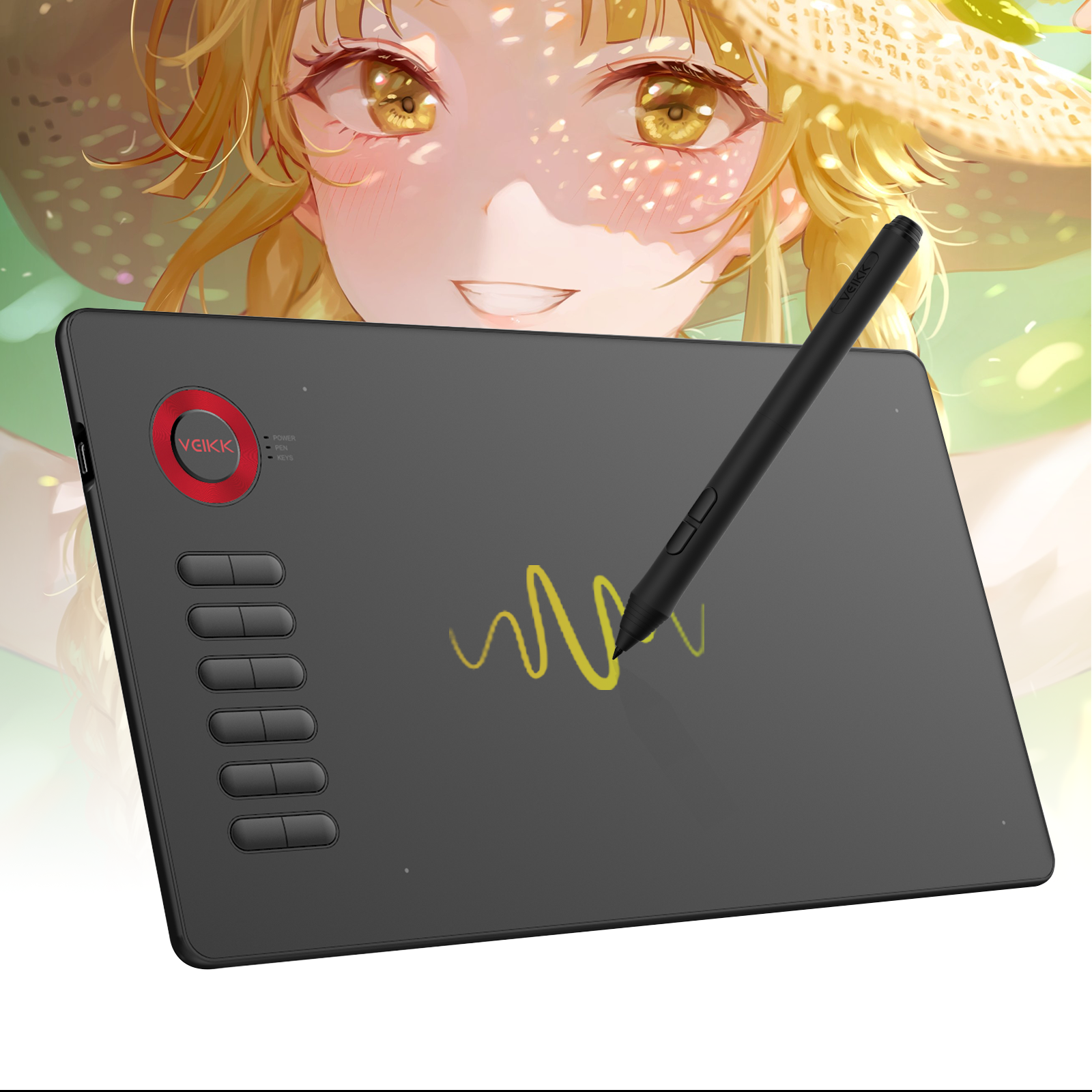 VEIKK A15 Drawing Tablet, 10x6 Inch Graphic Pen Tablet, Stylus, 12 ...