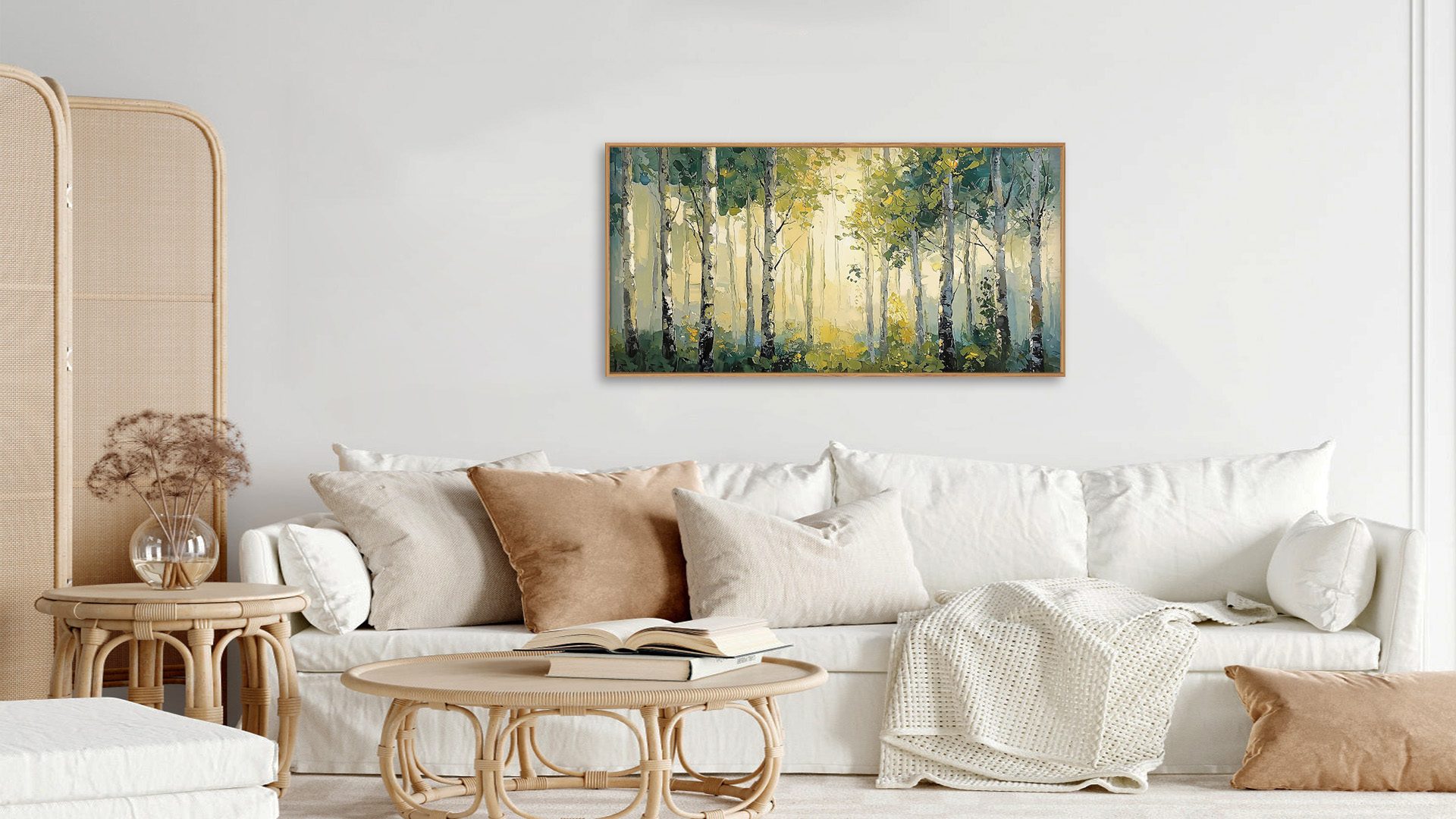 Birch Tree Wall Art Framed Forest Wall Decor Nature Landscape Wall ...