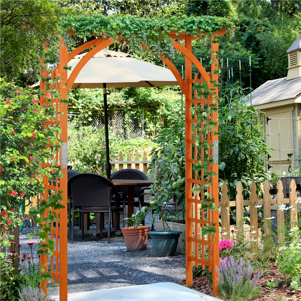Renwick 85" Wooden Garden Arbor for Wedding Climbing, Natural Wood ...