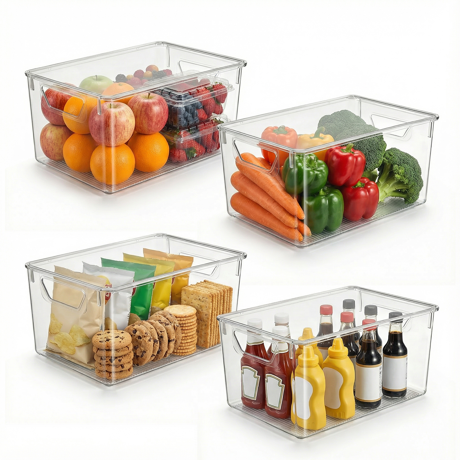 4-Pack Clear Storage Bins with Lids, Stackable Plastic Organizer Bins ...