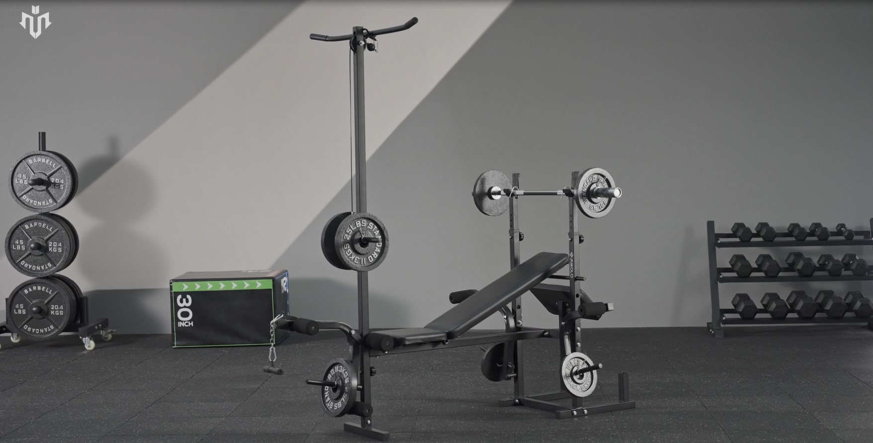 Mikolo Adjustable Weight Bench 800lbs 6 in 1 with Lat Pull Down, Leg ...