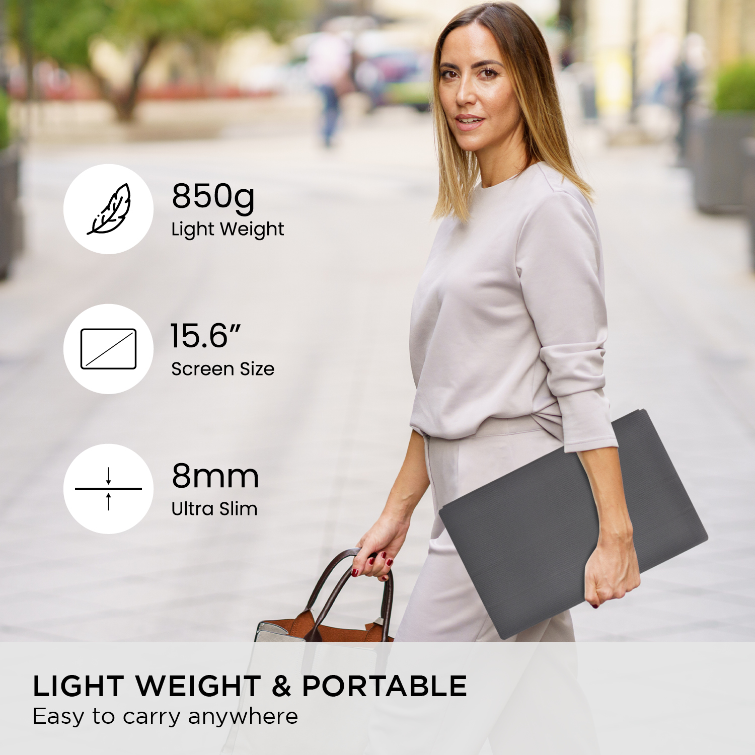 MISA Viewmax Portable Monitor, FHD Display, USB-C, HDMI, Built-in ...