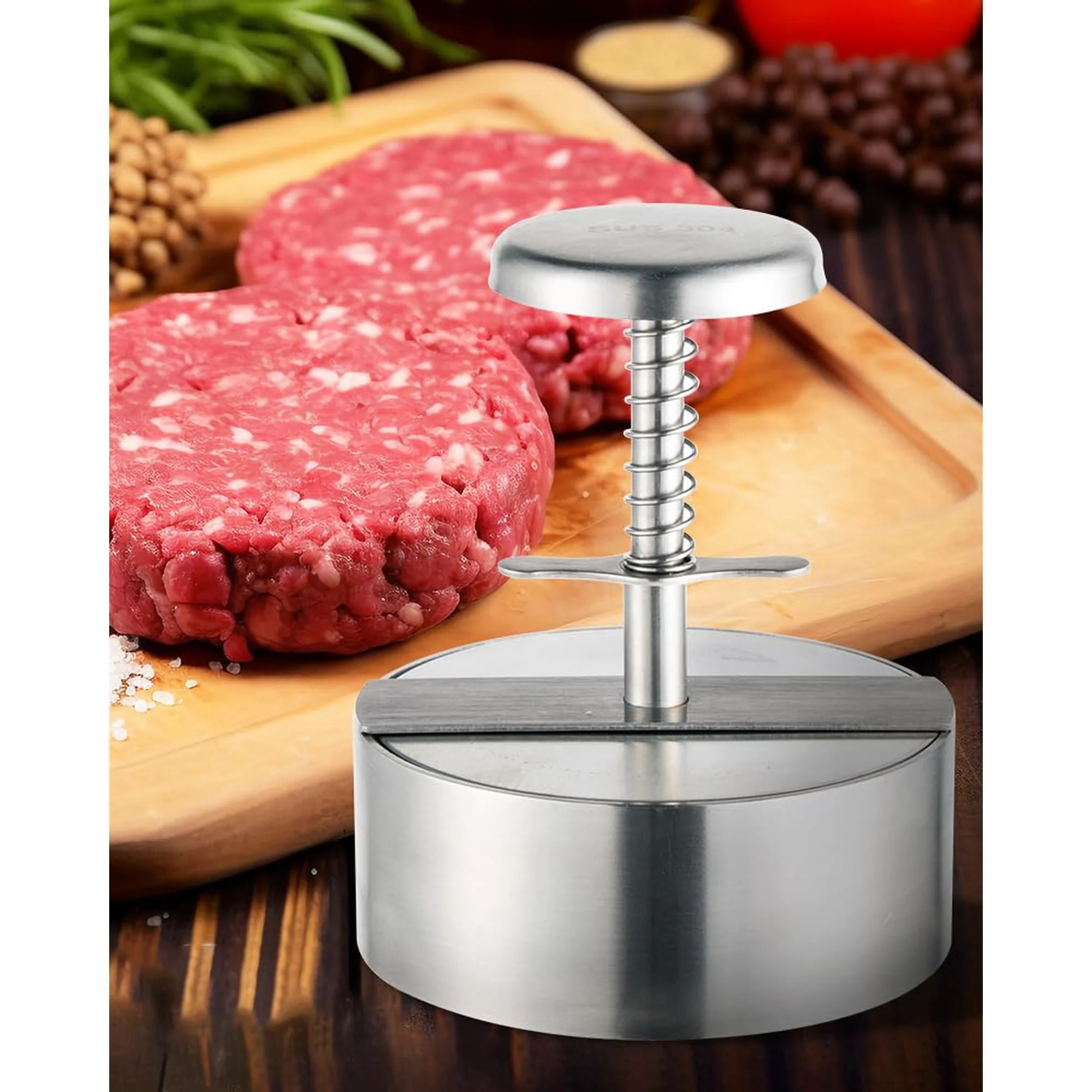 ROLITOTE Burger Press 4.5 inch, Stainless Steel Patty Maker, Spring ...