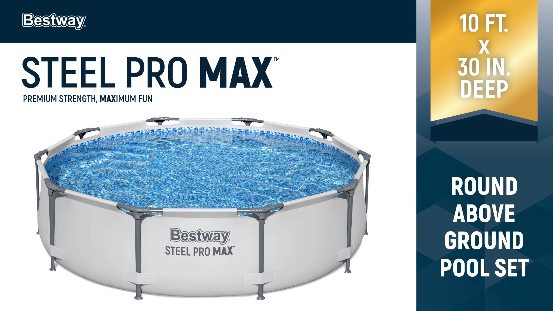"Bestway Steel Pro MAX 10' x 30"" Round Above Ground Pool Set with ...
