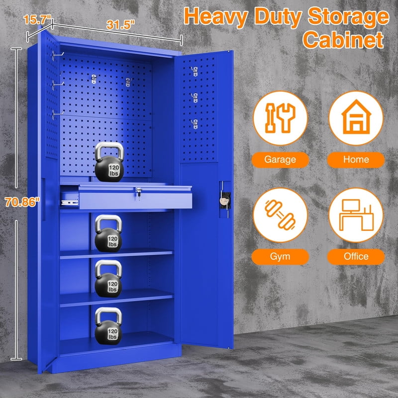 Fesbos Large Metal Storage Cabinet, 71" Steel Utility Cabinet with ...