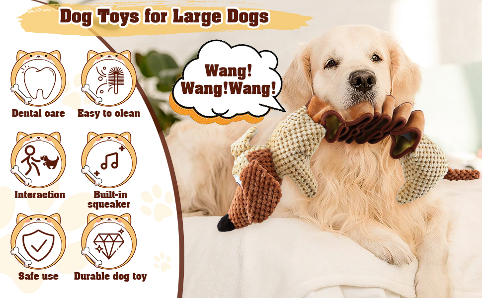 Dog Toys for Aggressive Chewers, Durable Squeaky Plush Tug Toy for Tug ...