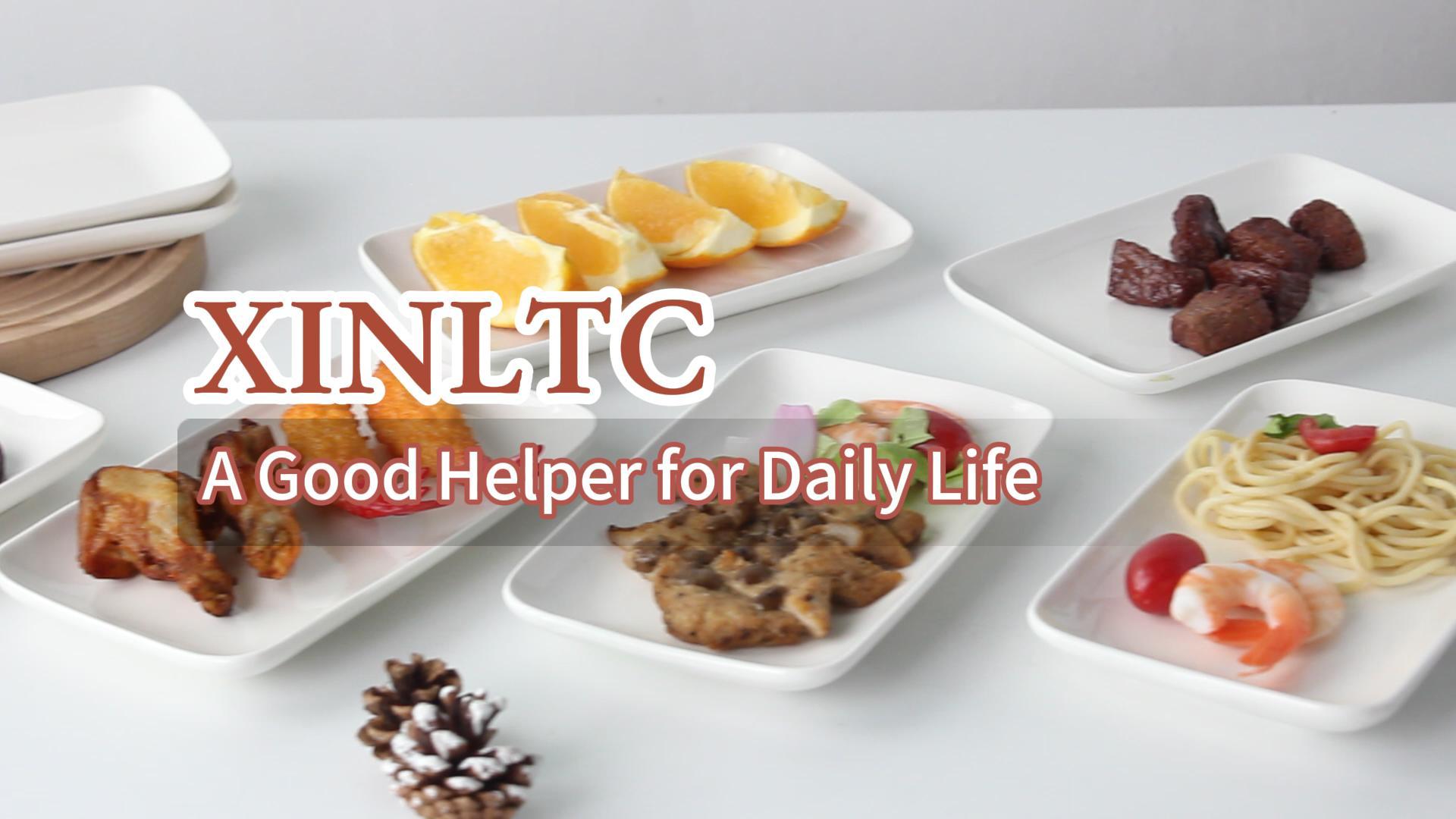 XINLTC 4-Piece Rectangular Porcelain Plates, 8in Ceramic Small Serving ...
