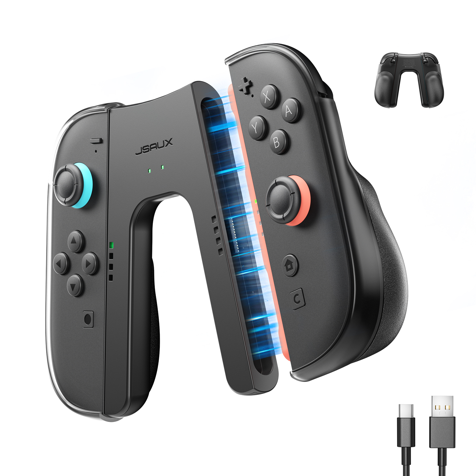 JSAUX Charging Grip for Nintendo Switch 2, Magnetic Controller Grip ...