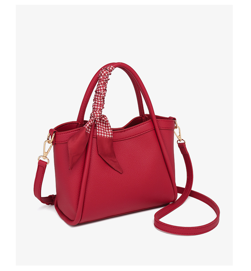 Alikpop Litchi-Grain PU Small Tote Bag with Scarf Decor, Removable ...