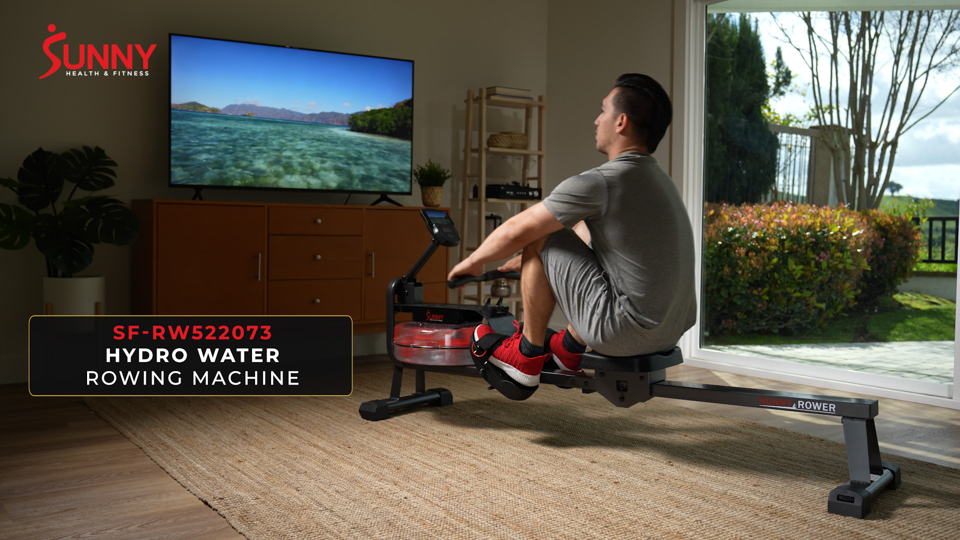 Sunny Health & Fitness Hydro Compact Water Rowing Machine, 6-Level ...