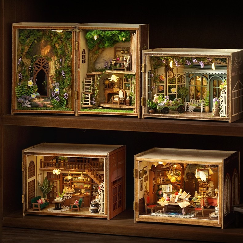 DIY Miniature Dollhouse Kit,Mini 3D Wooden Room Craft Model with LED ...