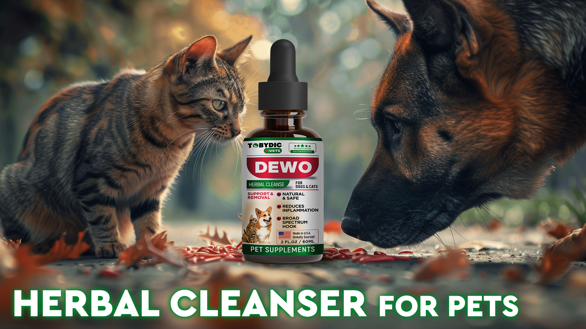 TOBYDIC Natural Dewormer for Cats and Dogs, Herbal, Broad Spectrum ...