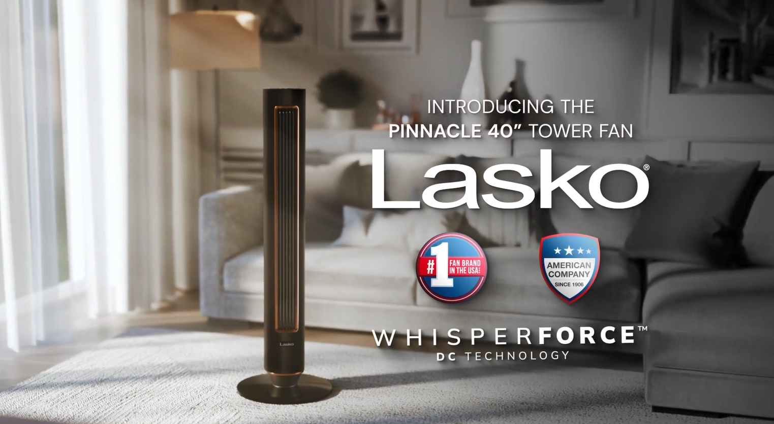 Lasko Pinnacle 40" 12-Speed Tower Fan, 32 ft/s Airflow, Carbon X ...