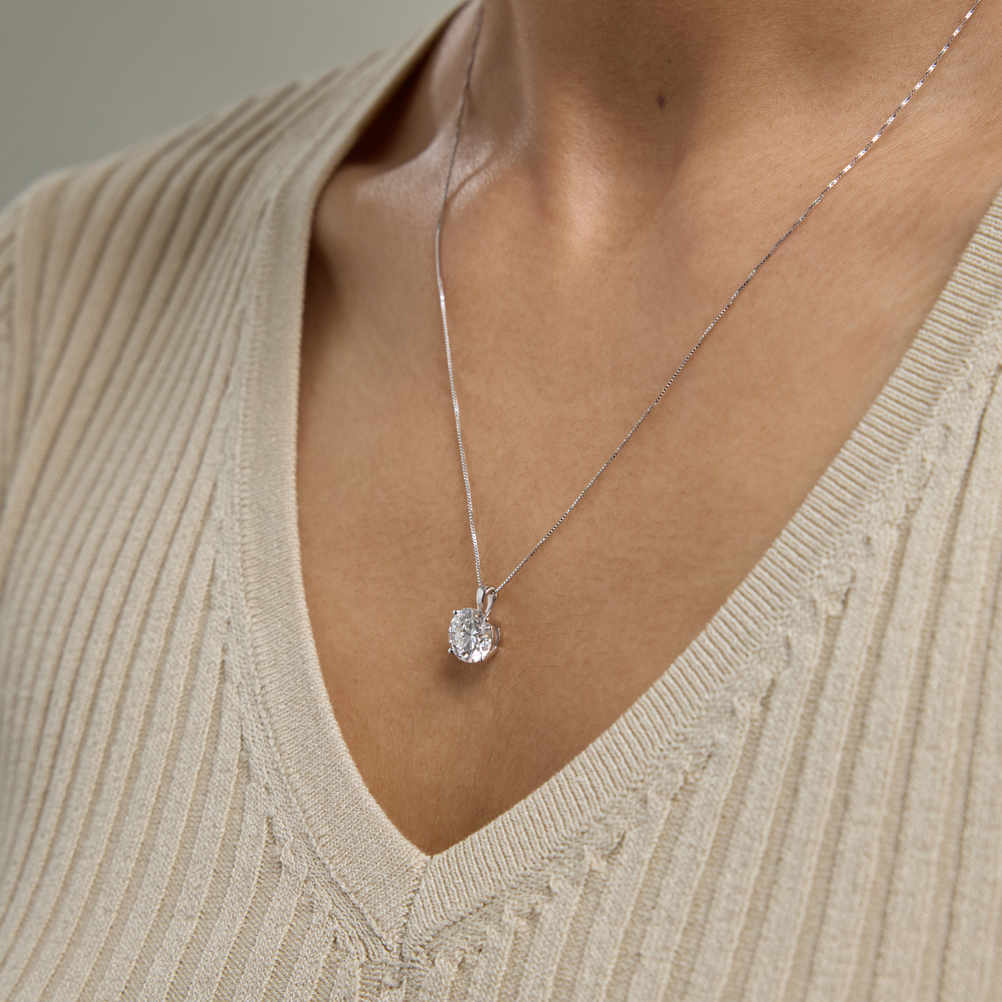 Unique Moments 14K White Gold 2 Ct Round Cut Lab Grown Diamond Pendant ...