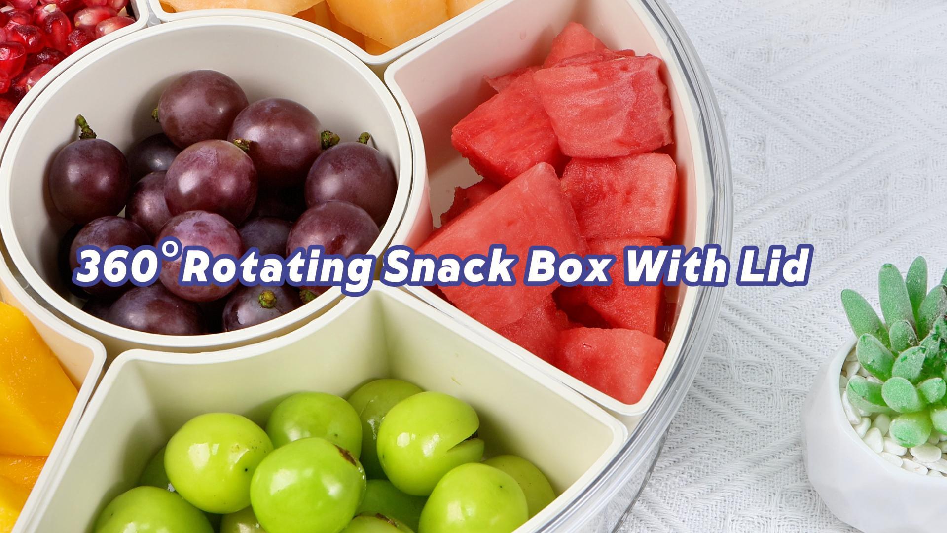 Neasyth Divided Rotating Serving Tray with Lid & Handle for Fruits ...