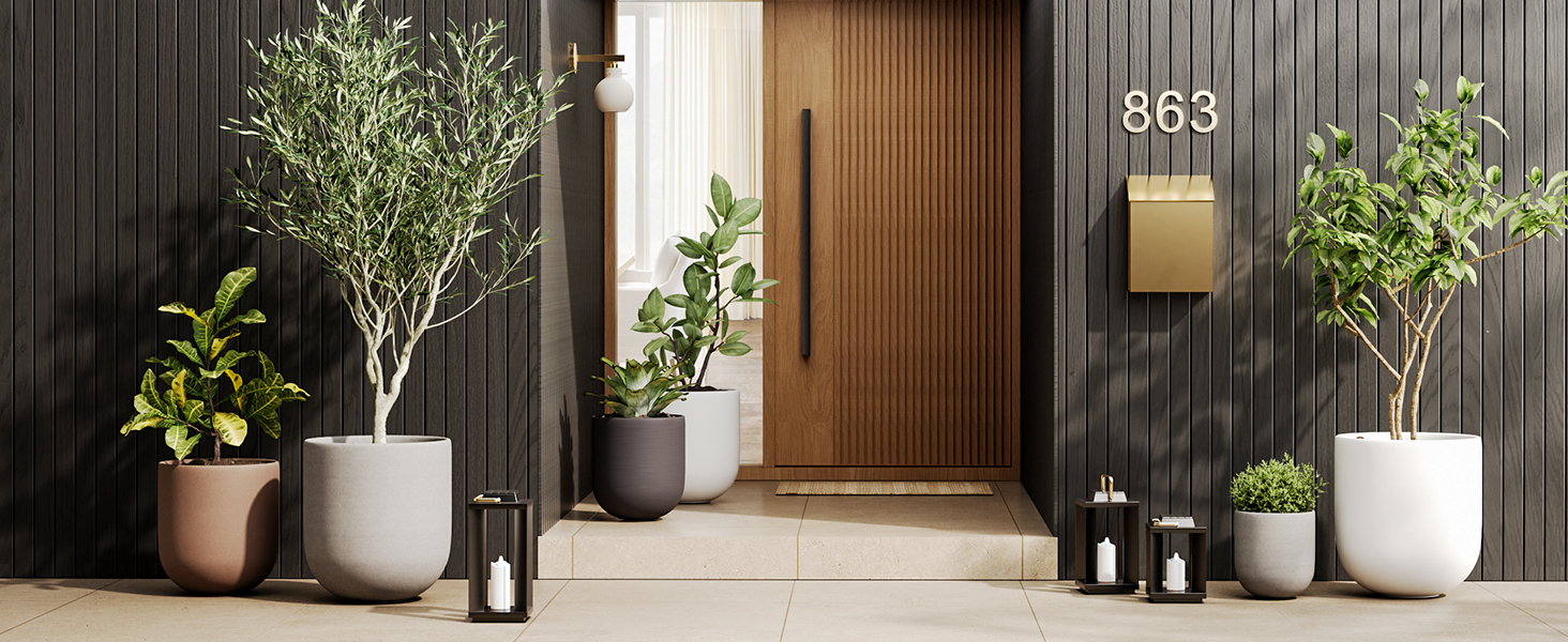 BEMAY 10" Plant Pots,Ceramic Planters with Drainage Hole Plug,Flower ...