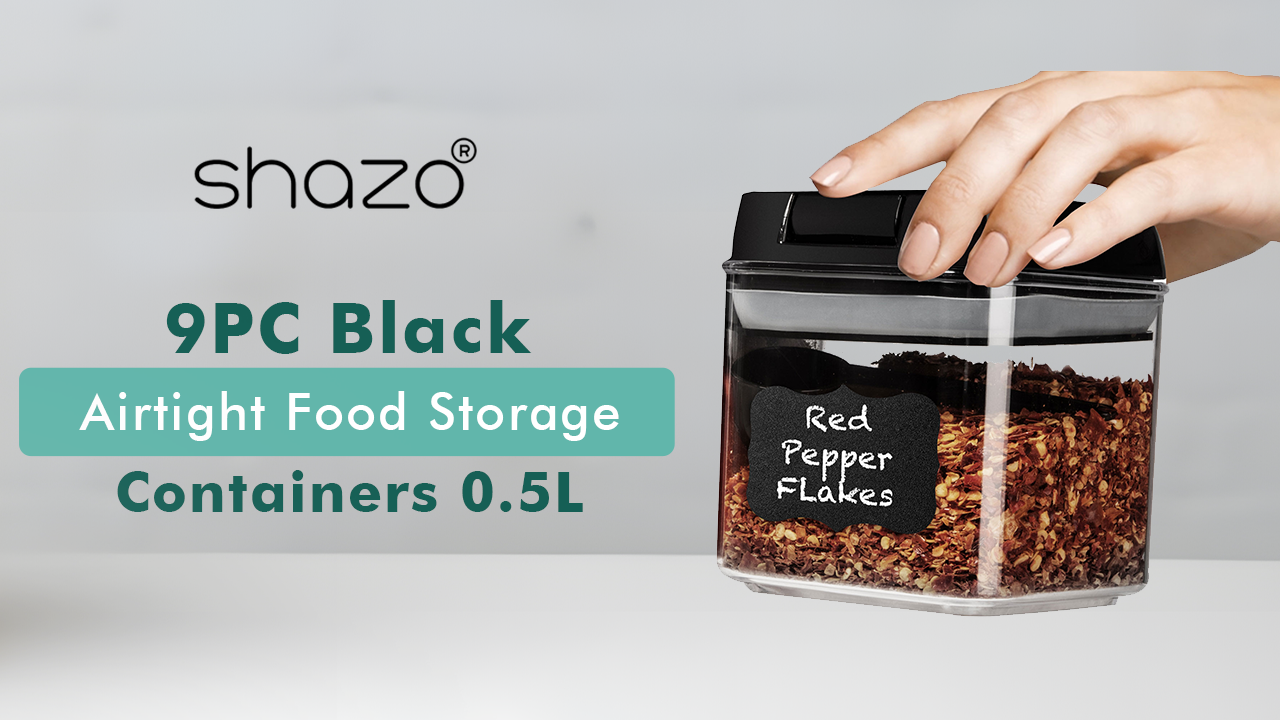 Shazo 9 PC Airtight Food Storage Containers - BPA Free Clear Plastic ...